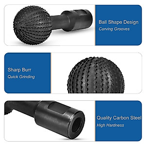 Sphere Rotary Burr with 5/8-11 Threads for 4 1/2 and 5 Inch Angle Grinder, Ball Gouge Angle Grinder Attachments for Woodworking Grinding Polishing Carving