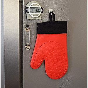 Atlas and Apollo Silicone Oven Mitts Heat Resistant Oven Gloves - Red Pot Holders for Grilling Cooking and Baking - Deluxe Padded Cotton Liner for Extra Protection - Non Stick Grip Glove 1 Pair Set