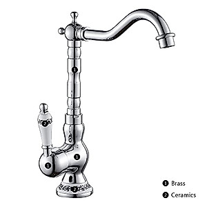 GeRRiT Faucet Bathroom Sink Tap Basin Faucets, Bathroom Kitchen Antique Bronze Faucet, Brass Basin Single Handle Black Hot & Cold Water Mixer Taps, Bath Accessories Basin Taps, With G3, Silver