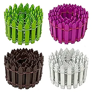 4pcs Mini Fence for Fairy Garden, 35.5 inch Wood Miniature Picket Fence Border Decoration for DIY Bonsai, Succulents, Plant Pots, Dollhouse Yard, Miniature Village Garden Ornament 4 Colors