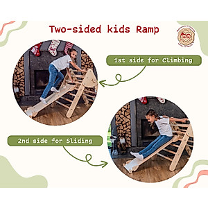 WoodandHearts Montessori Climbing Set - Foldable Triangle Climber with Slide, Ramp, Arch - Wooden Toddler Climbing Toys Indoor Playground Jungle Gym for Kids Age 2-8