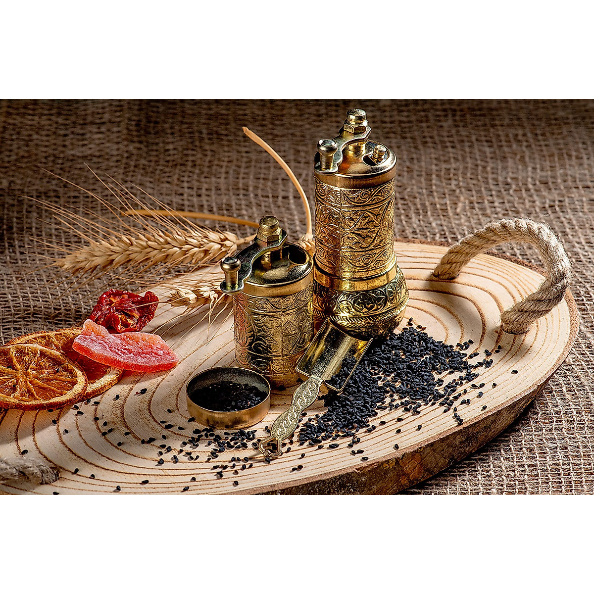 Salt And Pepper Grinder Set - Herb / Pepper Grinder Mill - Spice / Coffee Bean Grinder -Manual (Gold)