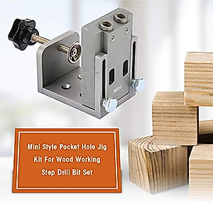 Pocket Hole Jig - Mini Style Pocket Hole Jig Kit for Wood Working Step Drill Bit Set