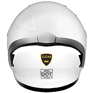 GDM Venom Motorcycle Helmet Full Face (Gloss White - Gold & Clear Shields, Medium)