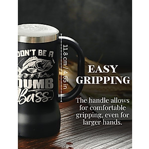 Onebttl Bass Fishing Gifts for Men, Stainless Steel Beer Stein Tumbler, 24oz Beer Mug with Lid for Father's Day, Christmas - Don't Be