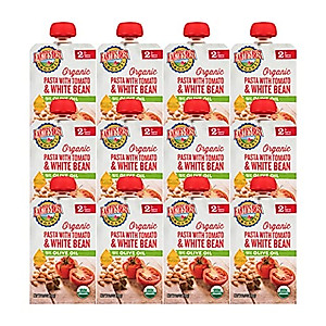 Earth's Best Organic Baby Food Pouches, Stage 2 Homestyle Meal Puree for Babies 6 Months and Older, Organic Pasta with Tomato and White Bean Puree, 3.5 oz Resealable Pouch, (Pack of 12)