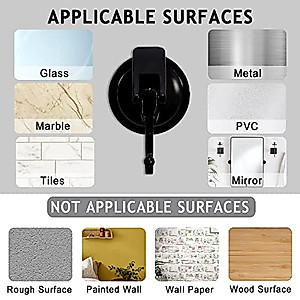 noasqll Suction Cup Hooks, 2 Pack Heavy-Duty Polished Removable Wall Suction Hooks, Easy to Install Without Punching Suction Cup Hooks for Shower, Bathroom, Kitchen and Restroom (Black)