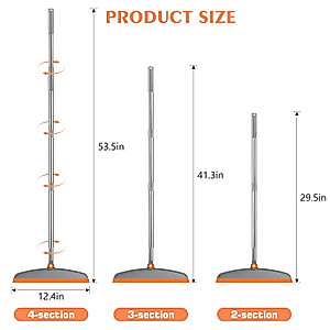 Multifunction Magic Broom, 54 Inch Adjustable Long Handle Silicone Floor Squeegee Broom, Sweep and Scrape 2 In 1 Household Cleaning Broom for Floor, Bathrooms, Kitchens, Showers, Tile, Pet Hair, Glass