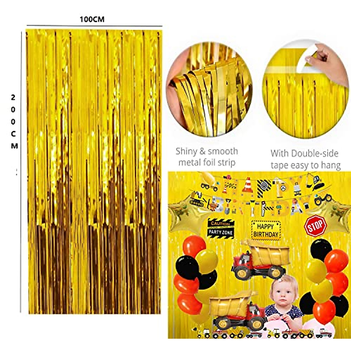 Construction Theme Birthday Party Decorations Kit Dumb Truck Excavator Crane Banner Foil Curtain Tablecloth Balloons for Boys 1st 2nd 3rd 4th 5th Birthday Party, Baby Shower Supplies.