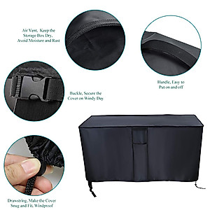 Flymer Patio Deck Box Cover Waterproof 50 Inch, All Season Outdoor Furniture Cover, Black