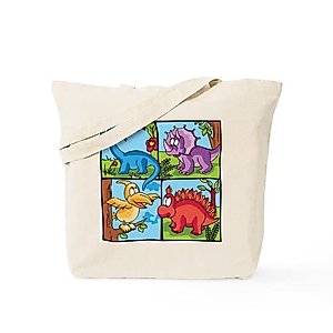 CafePress Dino Friends Tote-Bag Natural Canvas Tote-Bag,Shopping-Bag