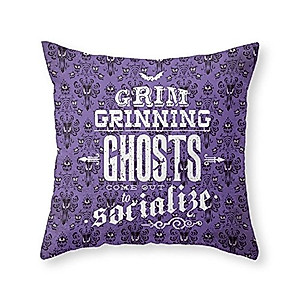 T&H XHome Sea Girl Soft Haunted Halloween Mansion - Grim Grinning Ghosts Throw Pillow Indoor Cover Pillow Case for Your Home(18in x 18in)