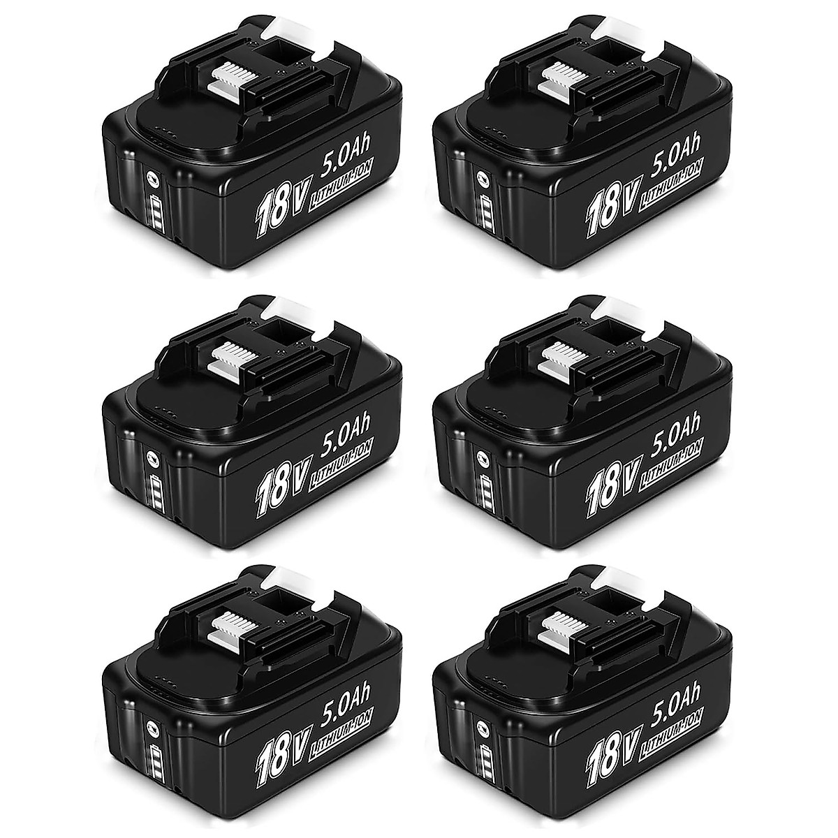 Amityke 6Pack Compatible with Makita18v Battery 5.0Ah, Replacement Battery for Makita with Power Indicator, BMS Safty System-for BL1830B, BL1815, BL1825, BL1835, BL1845