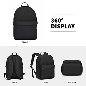 Kono School Backpack College Rucksack Lightweight School Bag Water Resistant Stylish Casual Daypack College Travel Business Work Bag for Men Women Boys and Girls fits 15.4 Inch Laptop (Black)