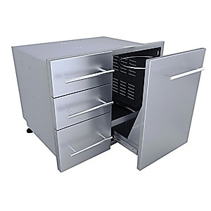 SUNSTONE DE-LPCTD30 Designer Series Raised Style Liquid Propane Combo Triple Drawer, 30", Stainless Steel