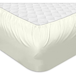 Gold Moon 400-Thread-Count 100% Egyptian Cotton King Size Sheet Set, Super Soft, Breathable, Solid Sateen Finish, 4 Piece Set, 16 Deep Pocket, Ivory