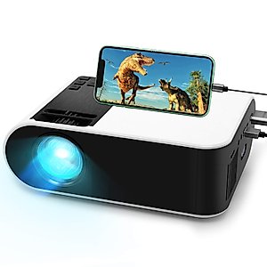 Mini Projector,WayGoal Movie Projector with 50000 Hours LED Lamp Life and 1080P Supported Projector for Outdoor,150" Display for TV Stick,Video Game,Dual Speakers (Room Projector)