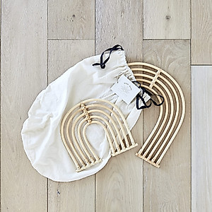 BEBE BASK Rattan Rainbow Nursery Decor Set of 2 - Handmade - Rainbow Decor for Girls Room - Wall Decorations