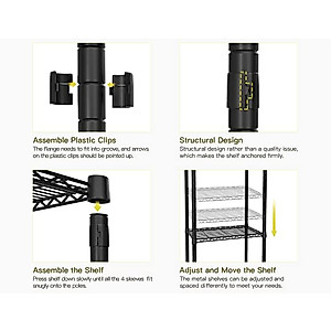 Ulif M3 Clothes Rack Closet Organizer and Storage System 3 Tiers Built-in Wall Mounted Heavy Duty Garment Rack with 4 Expandable Hanger Rods, Fits Space 4.3-9.3 ft, 72.2"H, Load Capacity 710LBS, Black