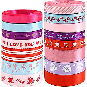 Valentine Heart Ribbons for Gifts Wrapping 15 Rolls Love Heart Ribbons for Craft Valentines DIY Craft Decoration Party Favors Supplies