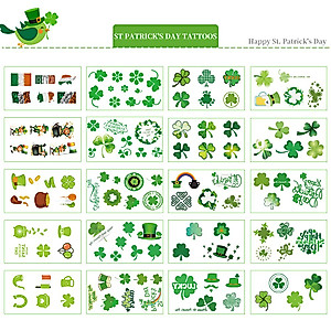 St Patricks Day Tattoos,Shamrock Tattoos,Saint Patricks Day Temporary Tattoos Stickers for Face,Clover Tattoo,