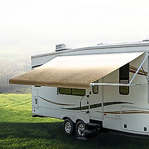 RecPro RV Awning Fabric Replacement 17 Foot Camper Awning | Tan | Width Size Options | 8' (96") Length | Heat Sealed | 3 Year Warranty (17 Feet, Actual 16' 1")