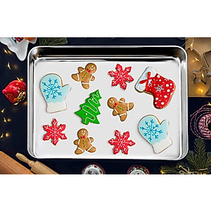 TeamFar Toaster Oven Pan, Stainless Steel Toaster Oven Tray Ovenware, 12.4’’x 9.7’’x1’’, Non Toxic & Healthy, Rust Free & Mirror Finish, Easy Clean & Dishwasher Safe