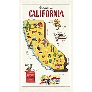 Cavallini & Co. California Map Tea Towel