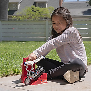 Evel Knievel Stunt Cycle - The Amazing Wind Up and Go Action Toy Launcher for Ultimate Jumps, Crashes, Flips and More - 8 Inch Bike Jumps Anywhere from 3 to 10 Feet - Original 1970's
