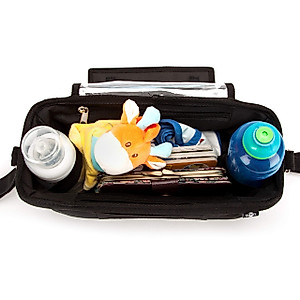 BTR Baby Stroller Organizer with Drink and Cup Holders, 2 Extra Stroller Hooks, Waterproof Cover, Shoulder Strap, Zipped Pocket. Fits all Strollers