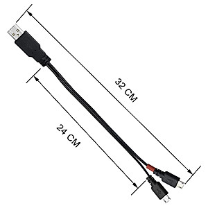 PNGKNYOCN 12 Inch Micro USB Splitter Cable USB 2.0 Type A Male to Dual Micro USB Male Y Data Charge Connector Adapter Cable