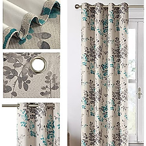 STACYPIK Farmhouse Elegant Floral Blackout Curtains Living Room Thick Linen Thermal Insulated Boho Drapes 96 Inches 2 Panels,Grommet Room Darkening Curtains Works for Window Heavyweight Curtains