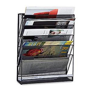 Relaxdays Wall Mount Magazine Rack, 10.5 x 32.5 x 40.5 cm, Black