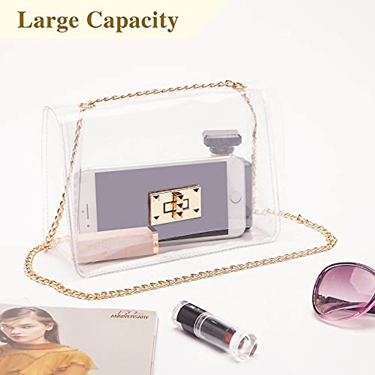 COROMAY Clear Purse for Women, Clear Bag Stadium Approved, Clear Crossbody Bag for Women