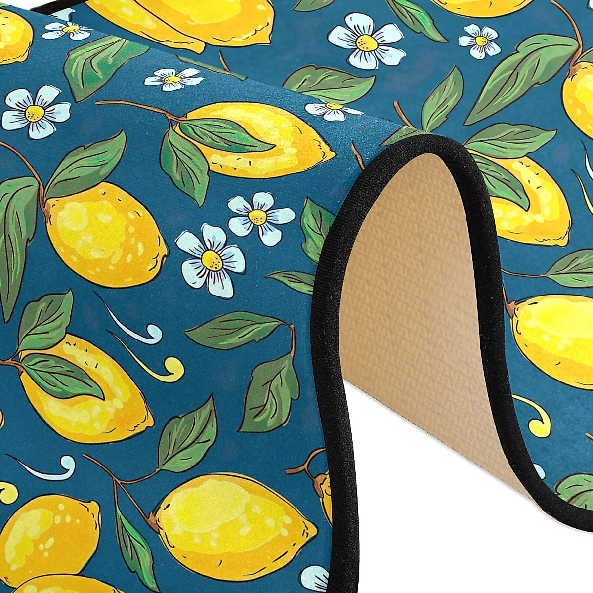 CHIFIGNO Tropical Pattern Yellow Lemon Rugs Non Slip Doormat for Living Room/Kitchen/Bathroom 2&#039;x6&#039;