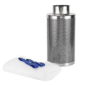 HG Power 6 Inch Air Carbon Filter Odor Control with 38mm Australia Activated Charcoal Filter for Inline Duct Fan, Grow Tent, Hydroponics, Odor Scrubber Silver