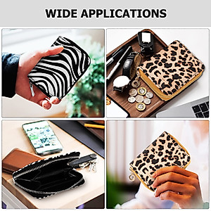 SHERCHPRY 2pcs Women Credit Cards Holder, PU Leather Cards Container, Cash Storage Pouch with Zipper, Credit Card Coin Wallet, Change Pouch for Women (Leopard Print and Zebra Print)