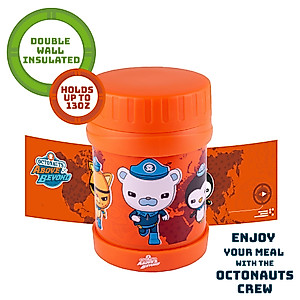 Octonauts Above & Beyond Stainless Steel Vacuum Insulated 13 oz Food Jar for Kids, Orange - Leak-Proof Container Keeps Meals, Liquids, Soups Hot or Cold for Hours - Lunch Boxes & Bags Back to School