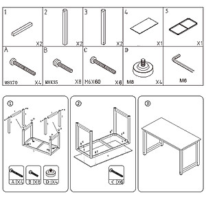 Computer Desk Writing Desk Office Desk Home Desk 63" Metal Frame Sturdy Stable Laminated MDF Desktop Anti Scratch，for Writing,Games and Home Work Desk Modern Finish Wood Board and Sturdy Steel Legs