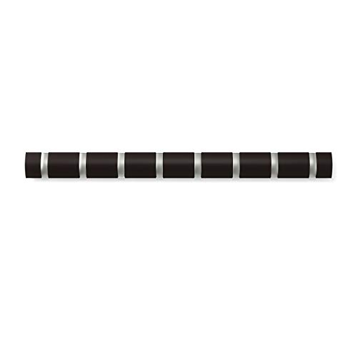 Umbra Flip Wall Mounted Floating Rack – Modern, Sleek, Space-Saving Hanger with Retractable Hooks to Hang Coats, Scarves, Purses and More, 8, Espresso
