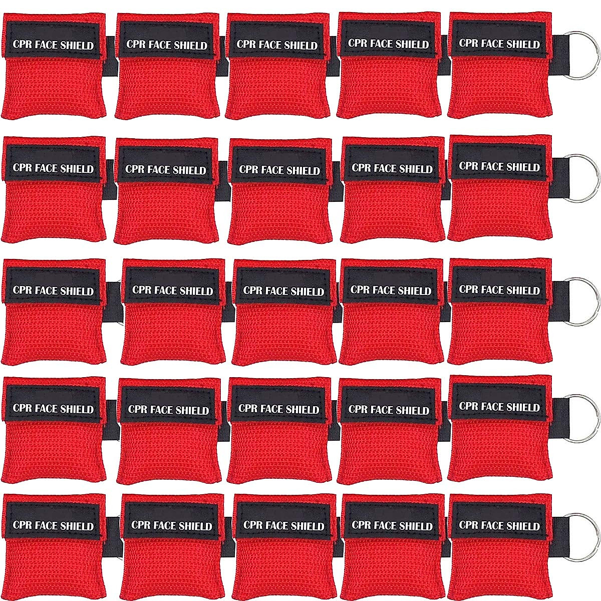 Pack of 25pcs CPR Mask Keychain Ring Emergency Kit SUNYAO CPR Face Shields Pocket Mask for First Aid or AED Training