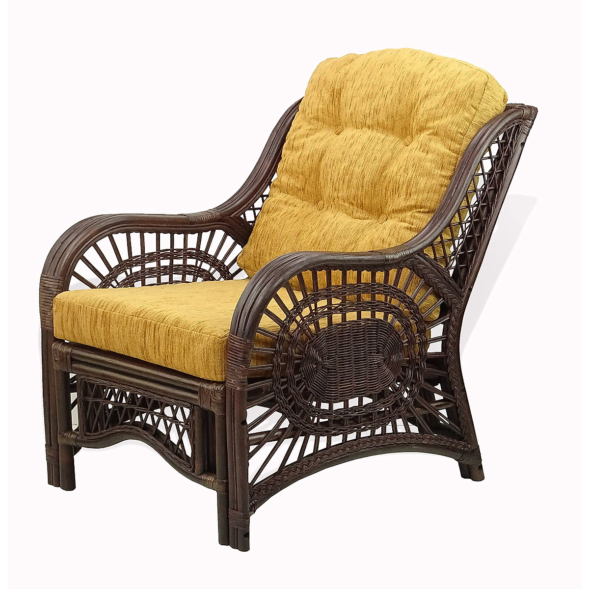 Malibu Lounge Living Accent Armchair Natural Rattan Wicker Handmade Design with Cushion