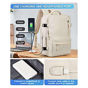 VGCUB Carry on Backpack,Large Travel Backpack for Women Men Airline Approved Gym Backpack Waterproof Business Laptop Daypack,Beige