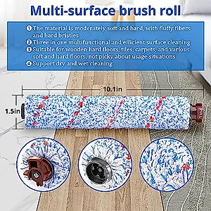 Filter Brush Replacement Compatible with Bissell CrossWave, 4 Brush Roll 1868 + 3 Vacuum Filter 1866, Compare to Part 1608683, 160-8683, 1608684