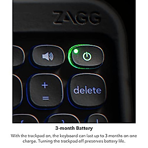 ZAGG - Pro Keys Wireless Keyboard with Trackpad and Detachable Case - Compatible with The Apple iPad 10.2"(Gen 7,8,9) - Charcoal