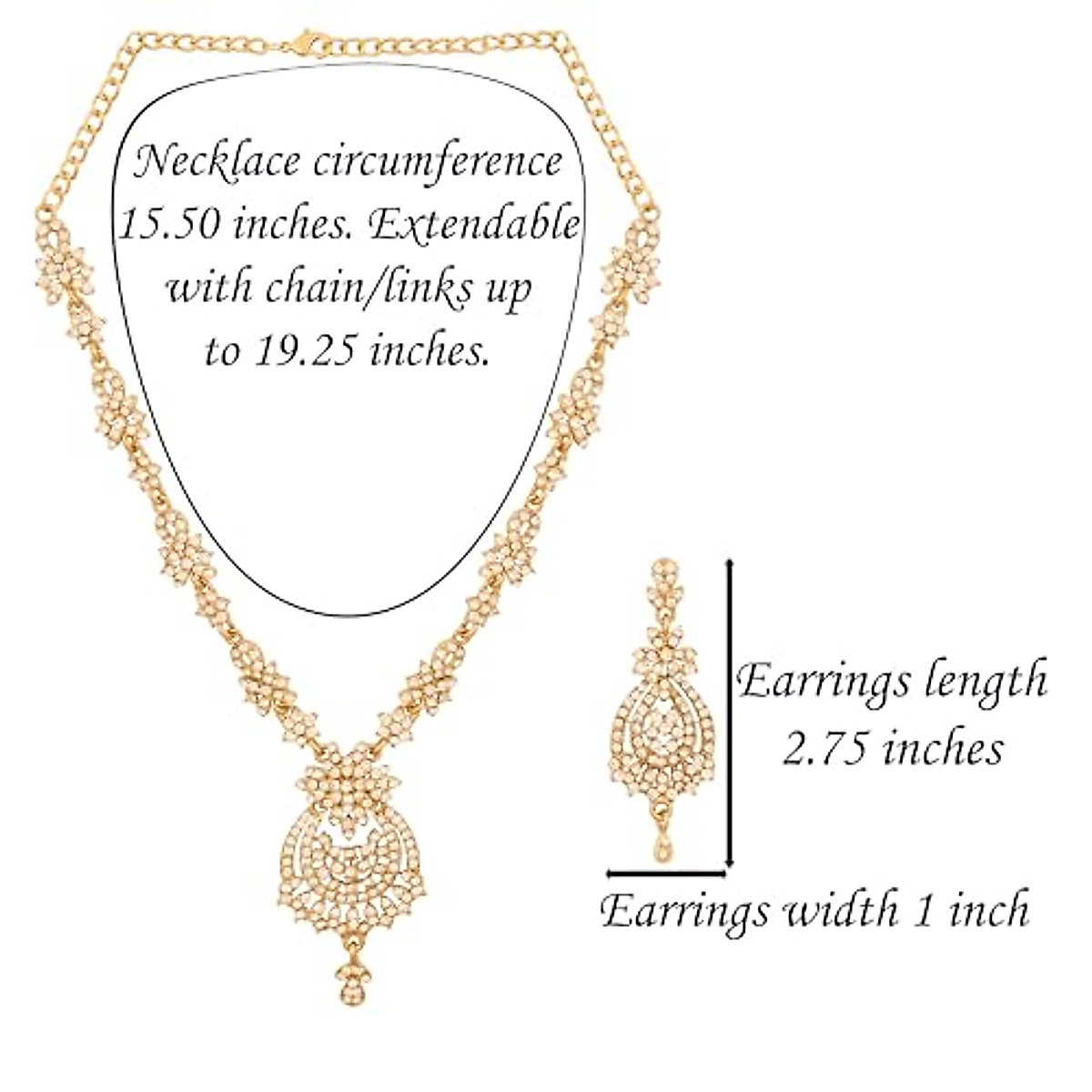 Touchstone Indian Bollywood Trends Filigree Floral Pattern Sparkling Rhinestone Designer Jewelry Necklace Set Mangtika In Antique Gold Tone For Women.
