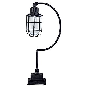 Signature Design by Ashley Jae Industrial 33.25" Metal Desk Lamp with Glass Shade, Black with Antique Finish