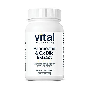 Vital Nutrients Pancreatin & Ox Bile Extract 500mg | Natural Digestive Enzymes for Women & Men | Supports Digestion of Protein, Fat, and Carbohydrates*| Gluten, Dairy & Soy Free | 60 Capsules