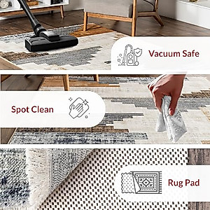 nuLOOM Fringed Performance Indoor Area Rug, Power Loomed, Easy Clean, Durable, Non-Shed, 8' x 10', Vanita Beige