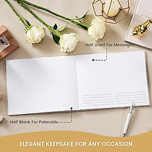 Elegant Guest Book - Polaroid Guest Book for Special Events, 9.2'' x 7.3'', 55 Sheets/110 Pages, Photo Guest Book with Inner Pocket, 2 Photo Sticker Sheets, 110 Pages for Sign in and Photos